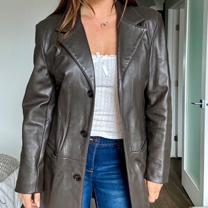 Vintage Brown Leather Trench Coat, 90s Tench Coat, Made in Canada ...