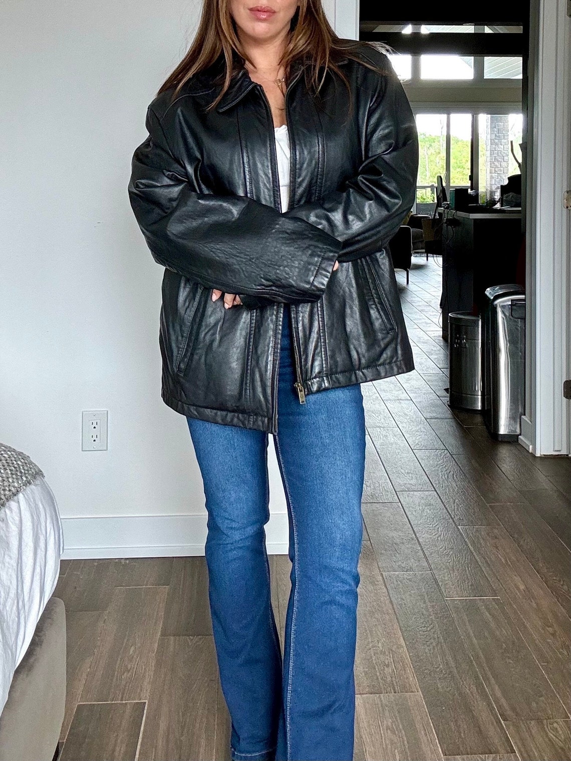 Vintage Bomber Leatherjacket, 90s Womens Vintage Oversized Jacket, Ladies Leather Jacket, Ladies ...