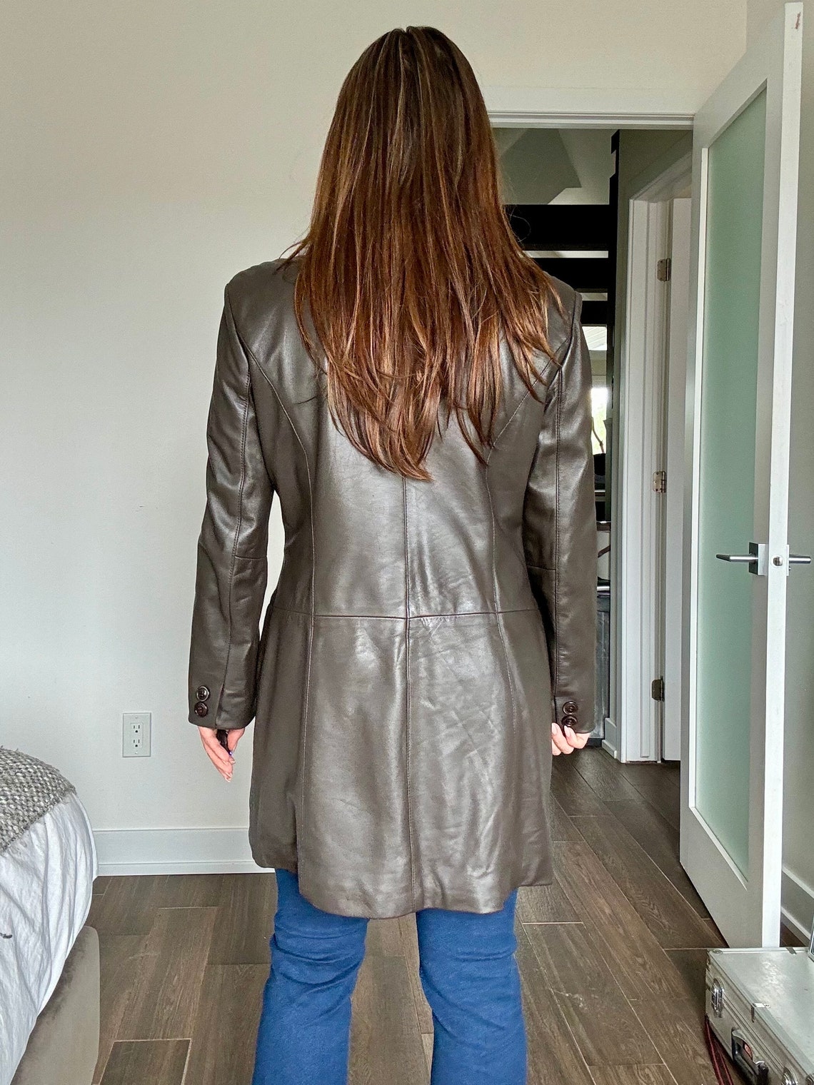 Vintage Brown Leather Trench Coat, 90s Tench Coat, Made in Canada ...