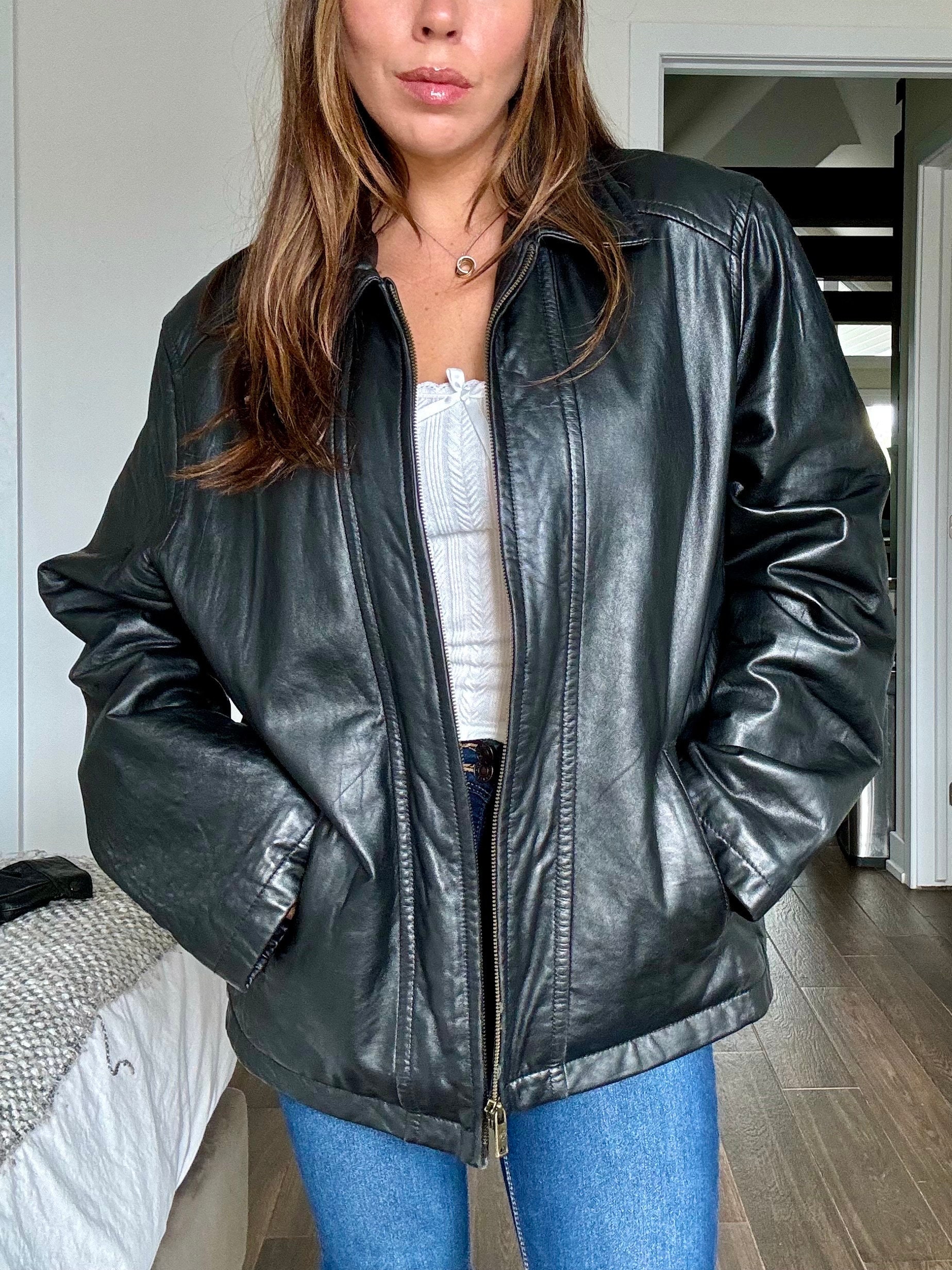 Vintage Bomber Leatherjacket, 90s Womens Vintage Oversized Jacket, Ladies Leather Jacket, Ladies ...