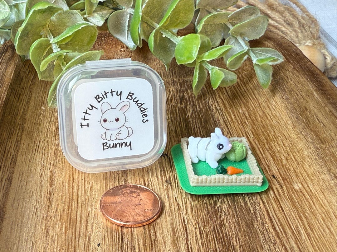Miniature Bunny Playset: Itty Bitty Buddies 3D Printed Tiny Desk Pet ...