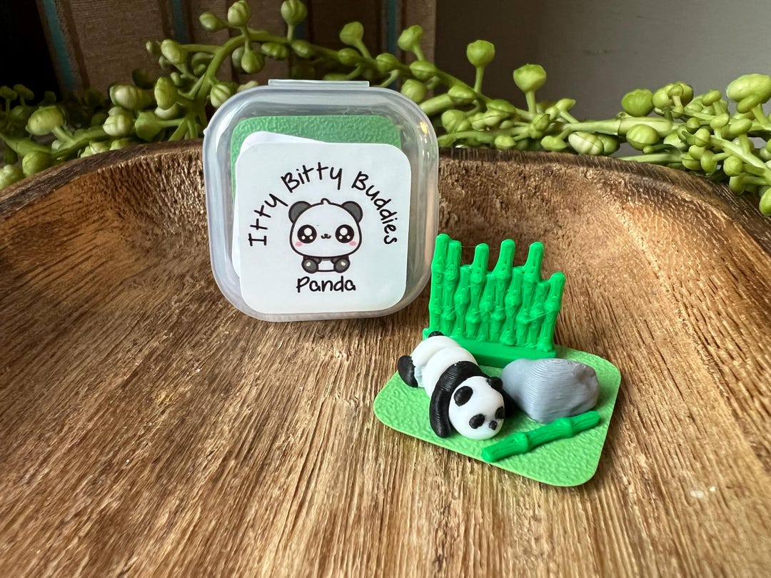 Miniature Panda Playset – Tiny Desk Pet, Pocket Pet, 3D Printed Flexi ...