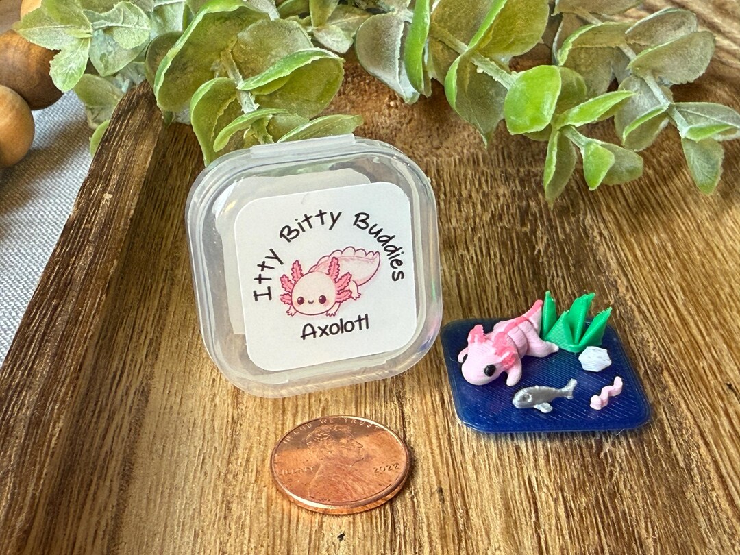 Miniature Axolotl Playset: Itty Bitty Buddies 3D Printed Tiny Desk Pet ...