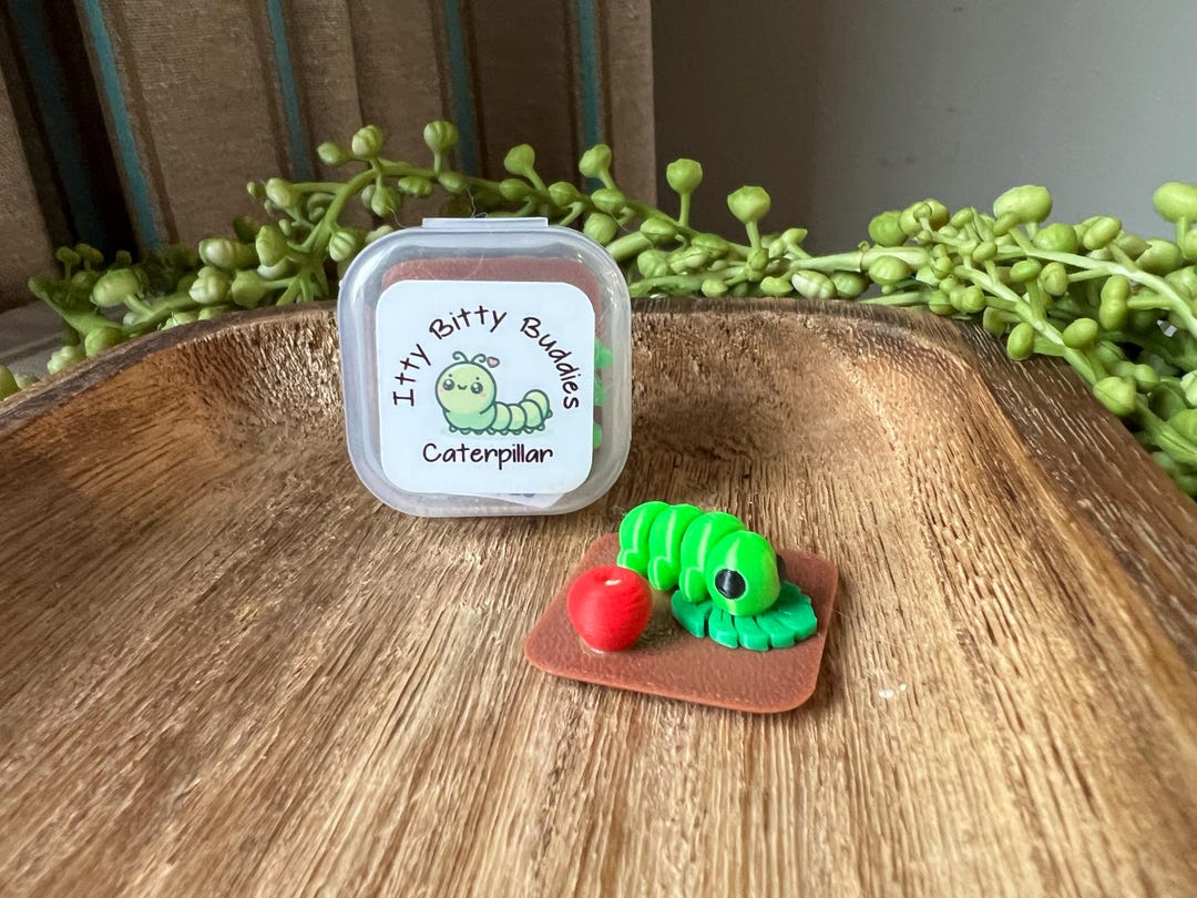Miniature Caterpillar Playset – Tiny Desk Pet, Pocket Pet, 3D Printed ...