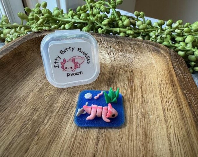 Miniature Axolotl Playset – Tiny Desk Pet, Pocket Pet, 3D Printed Flexi ...