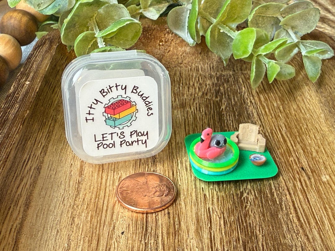 Itty Bitty Buddies Miniature Pet Rock Pool Party Playset - Tiny Desk ...