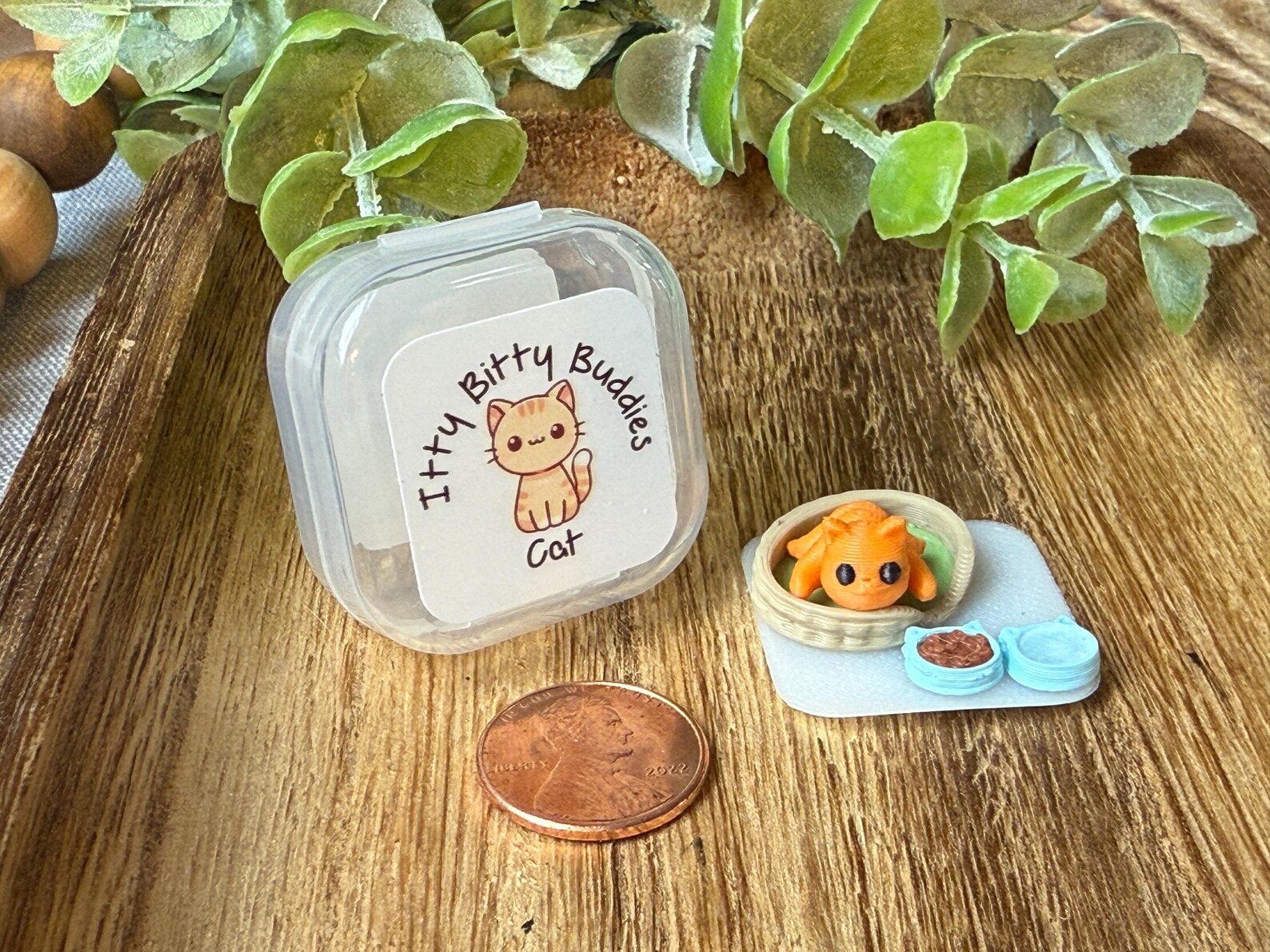 Miniature Orange Cat Playset: Itty Bitty Buddies 3D Printed Tiny Desk ...