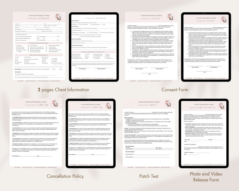 Editable Microblading Forms Bundle, Professional Permanent Make-up ...