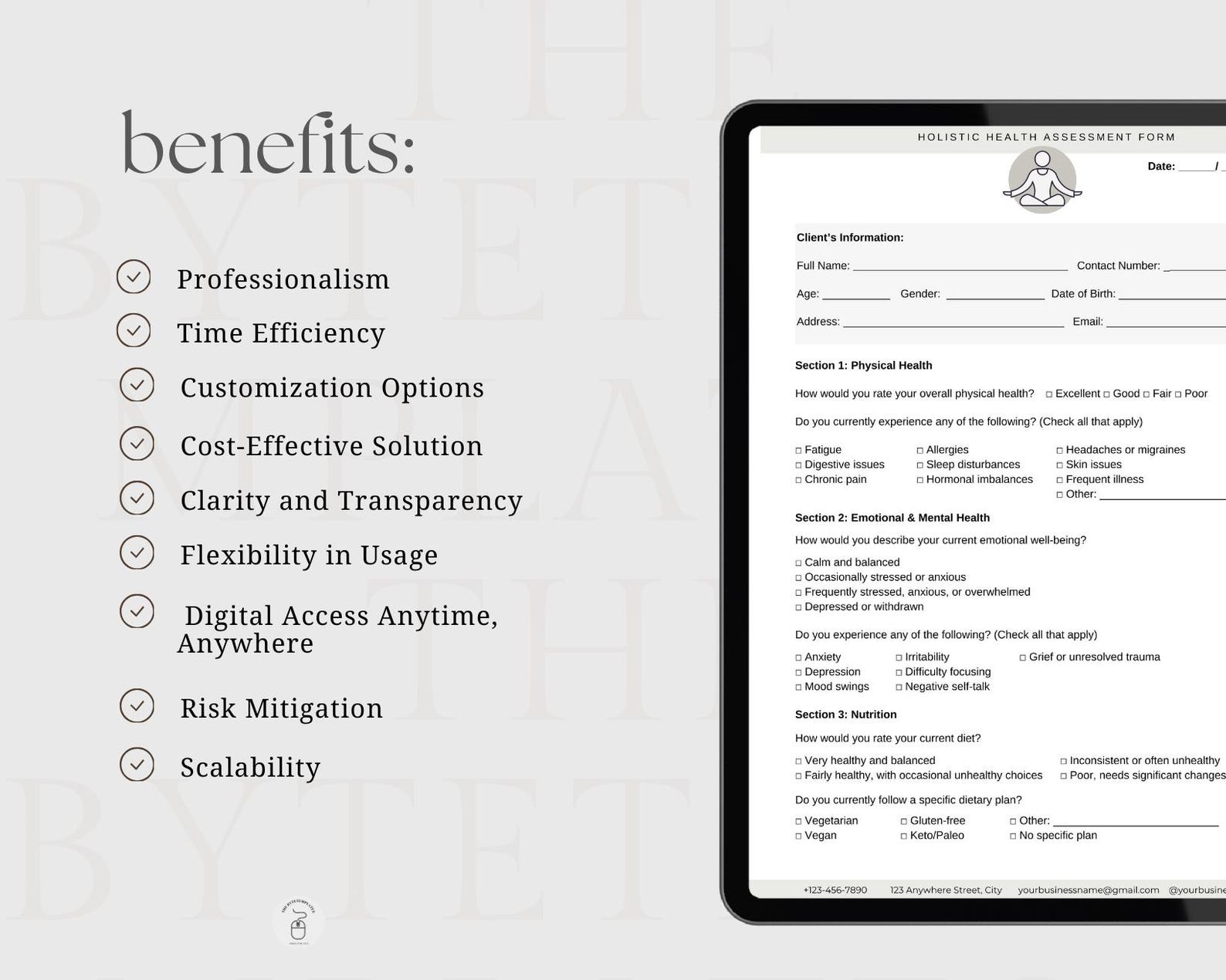 Holistic Health Coach Client Intake Form, In-depth New Client ...