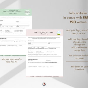 Pet Grooming Forms Intake Form Business Bundle Flyer Contract, Dog ...