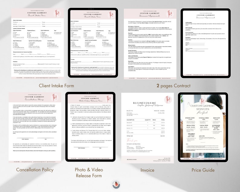 Custom Garment Contract, Tailor Made Clothing Agreement, Tailored Forms ...