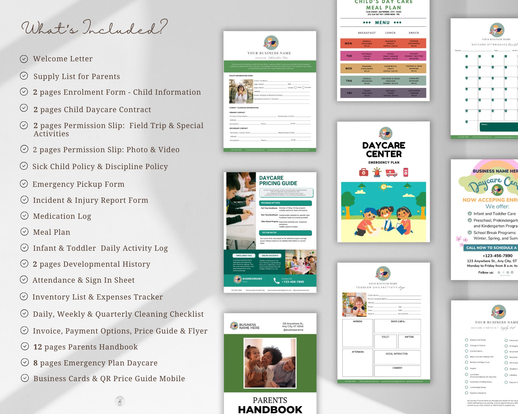 Daycare Forms Bundle, Daycare Starter Kit, Childcare Forms Contract ...