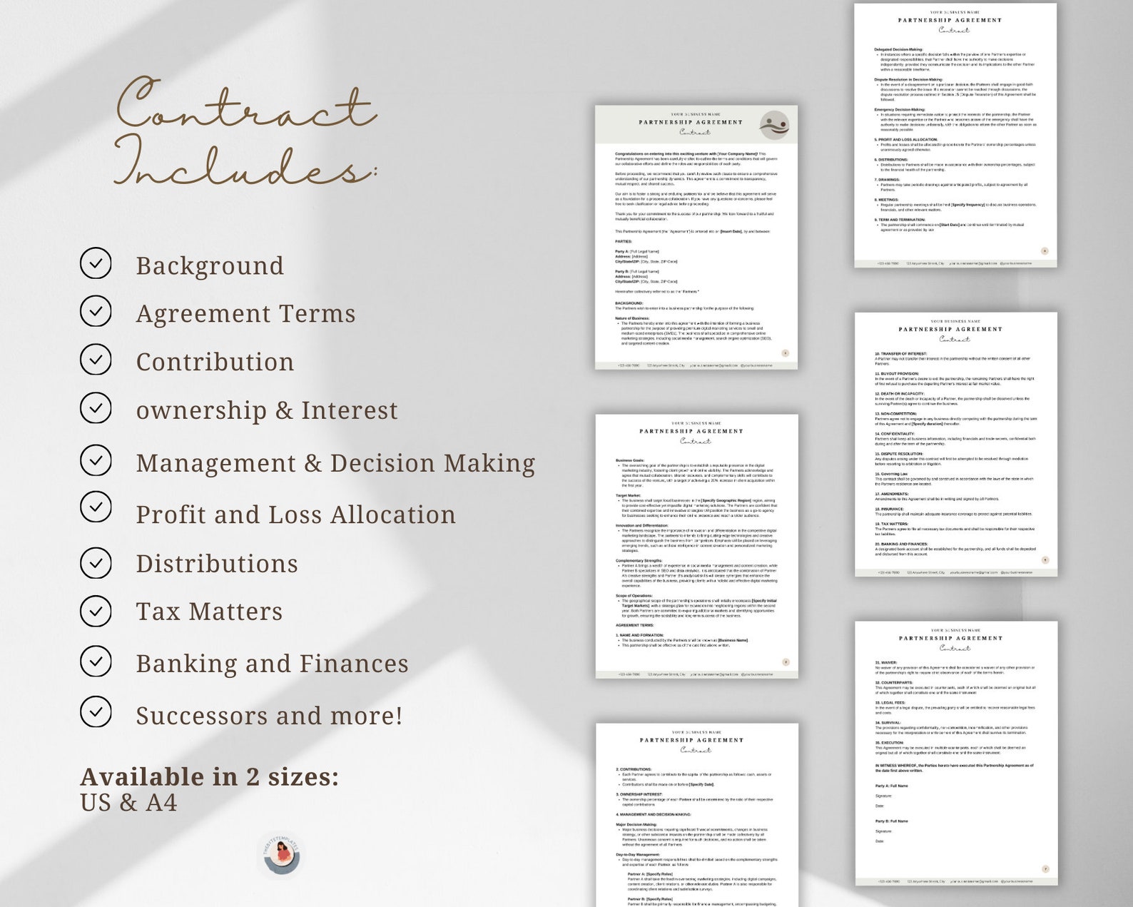 Partnership Agreement Contract Partnership Agreement Business ...