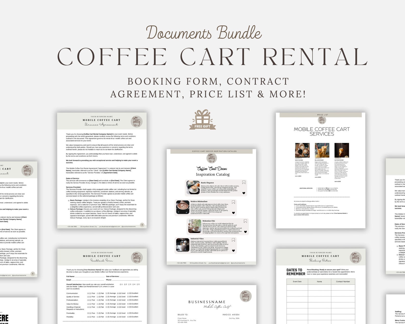 Coffee Cart Bar Contract, Event Vendor Contract, Mobile Bar Rental ...