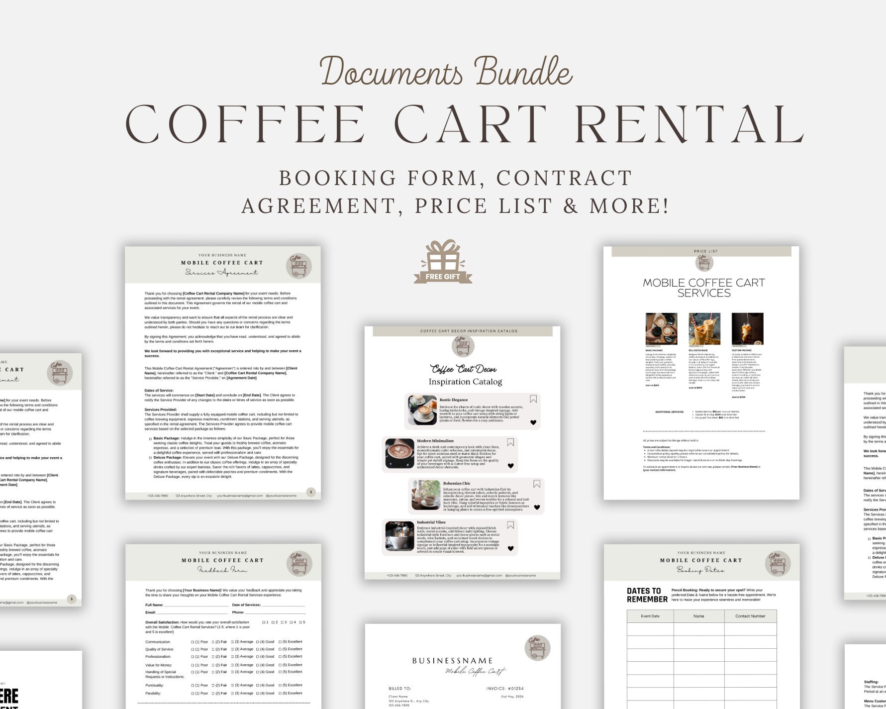 Coffee Cart Bar Contract, Event Vendor Contract, Mobile Bar Rental ...