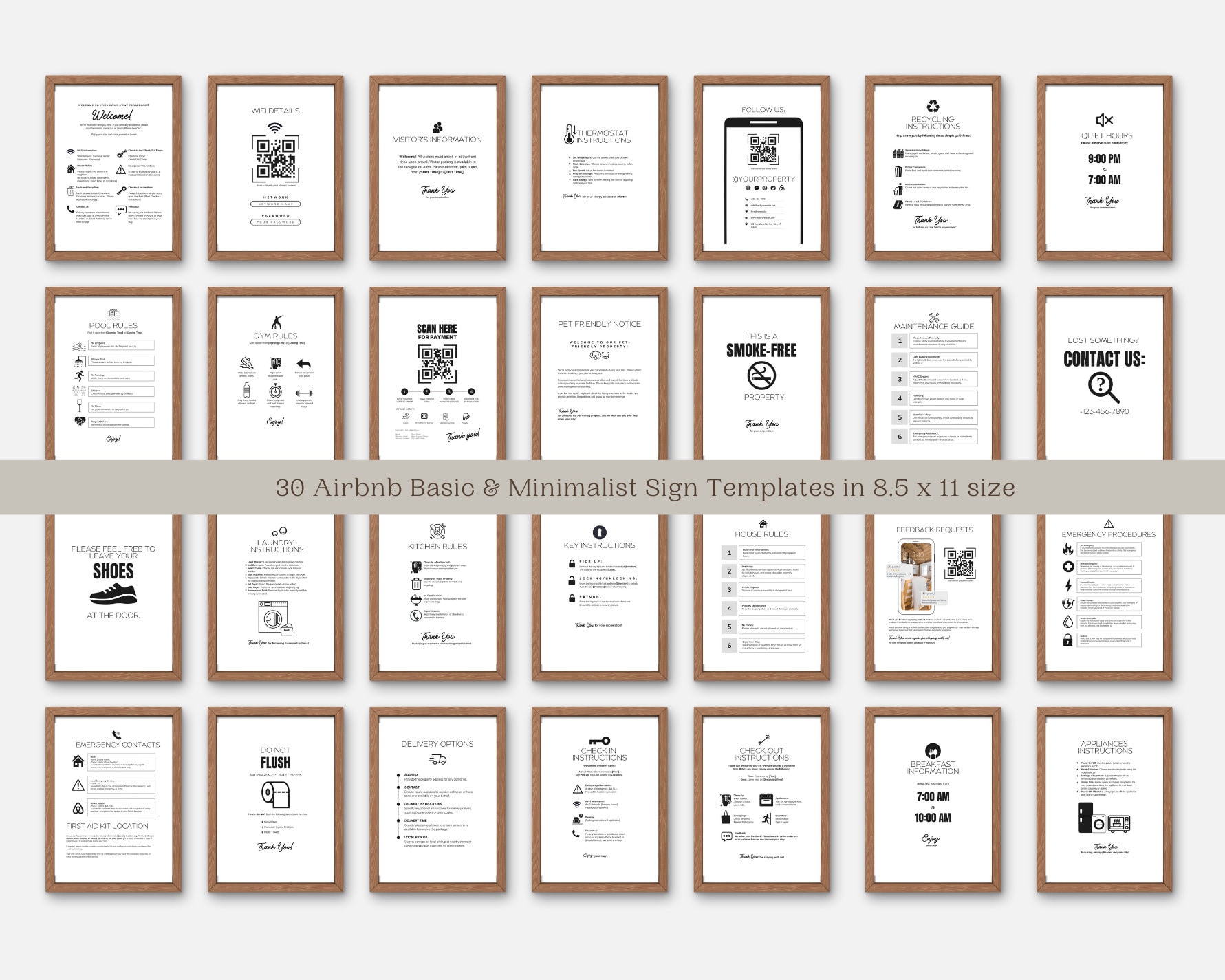 Airbnb Signs Bundle Template, Airbnb Signage, Rental Sign, Signage for ...