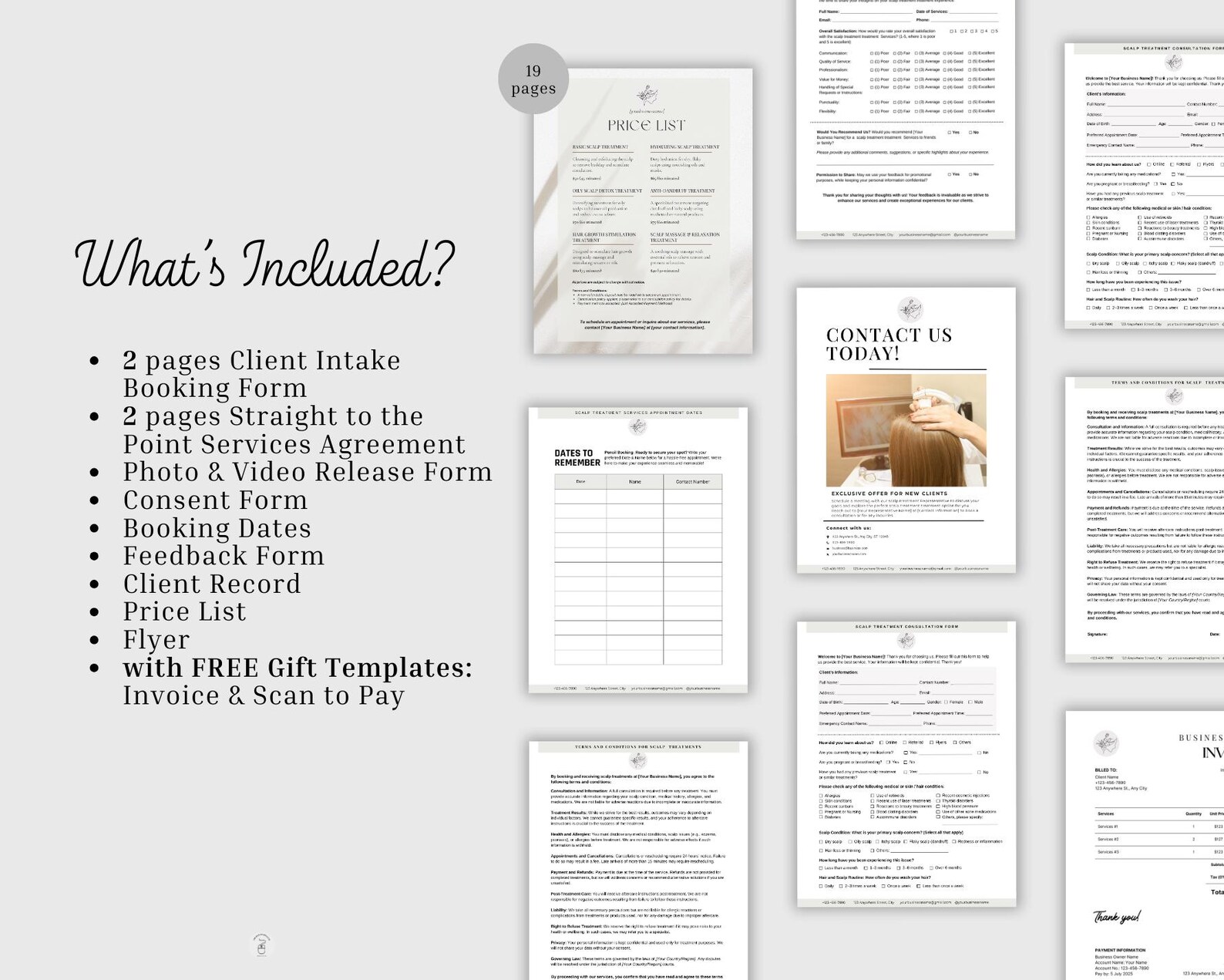 Editable Scalp Treatment Consent Contract Liability Waiver Form for ...