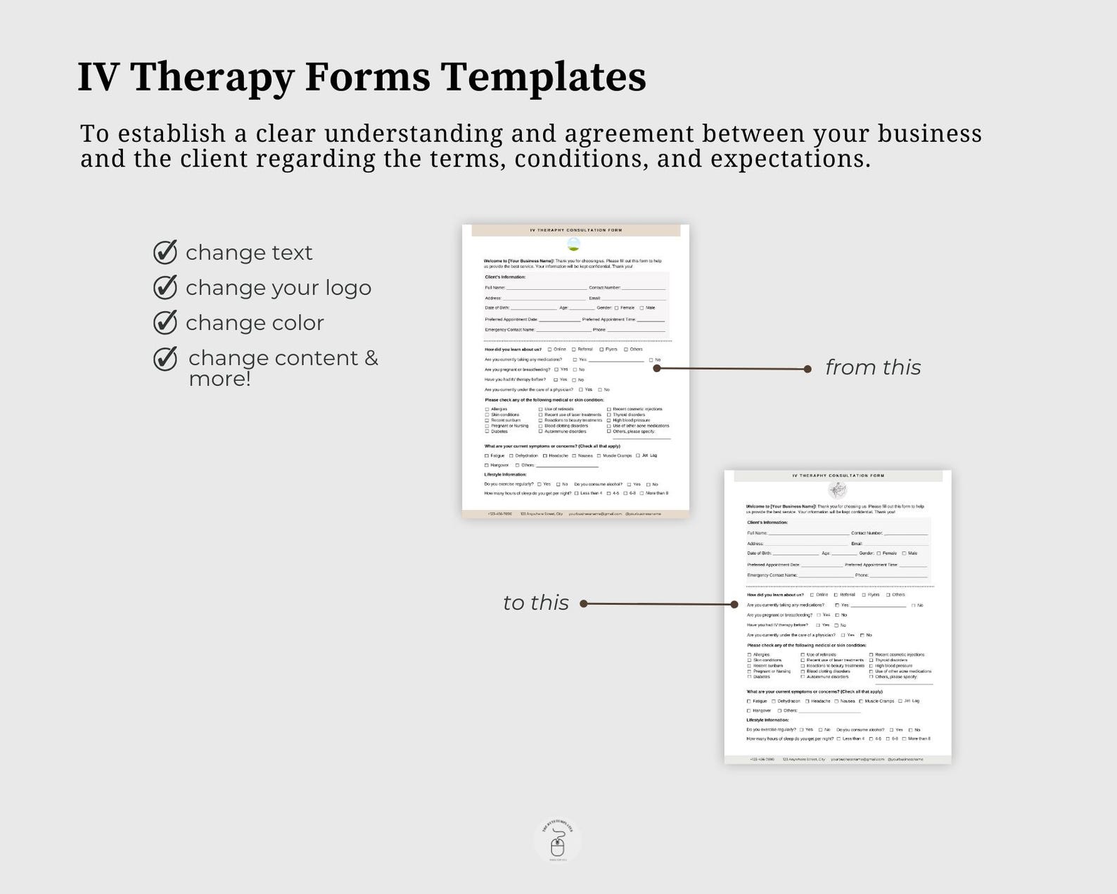IV Therapy Template, IV Therapy Consent, Intravenous Therapy, Med Spa ...