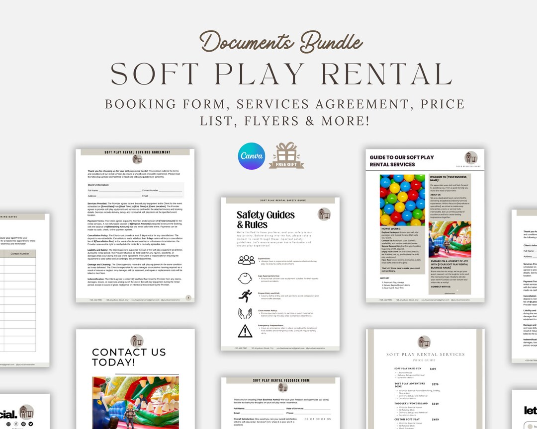 Soft Play Rental Contract Agreement Template, Rules, Business Signs ...