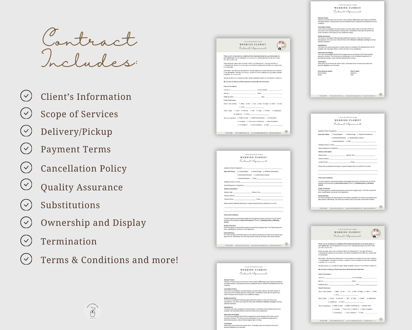 Wedding Florist Contract Template Proposal and Contract, Florist Order ...