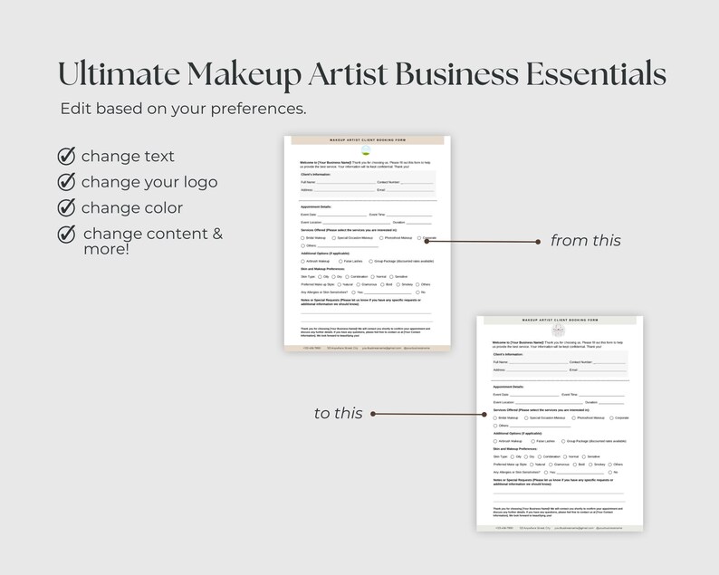 Makeup Artist Contract Template, Makeup Contract Agreement, Bridal ...