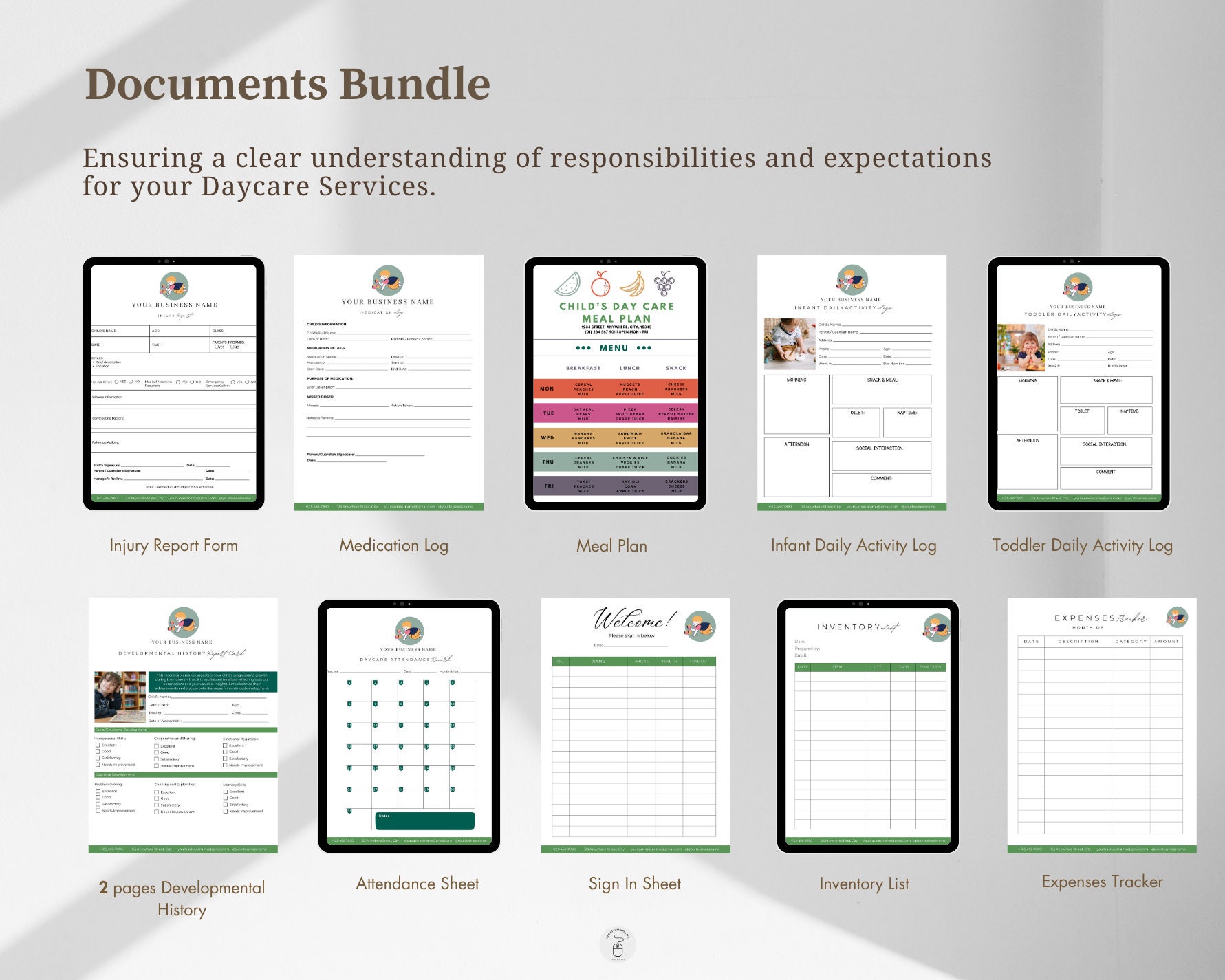 Daycare Forms Bundle, Daycare Starter Kit, Childcare Forms Contract ...