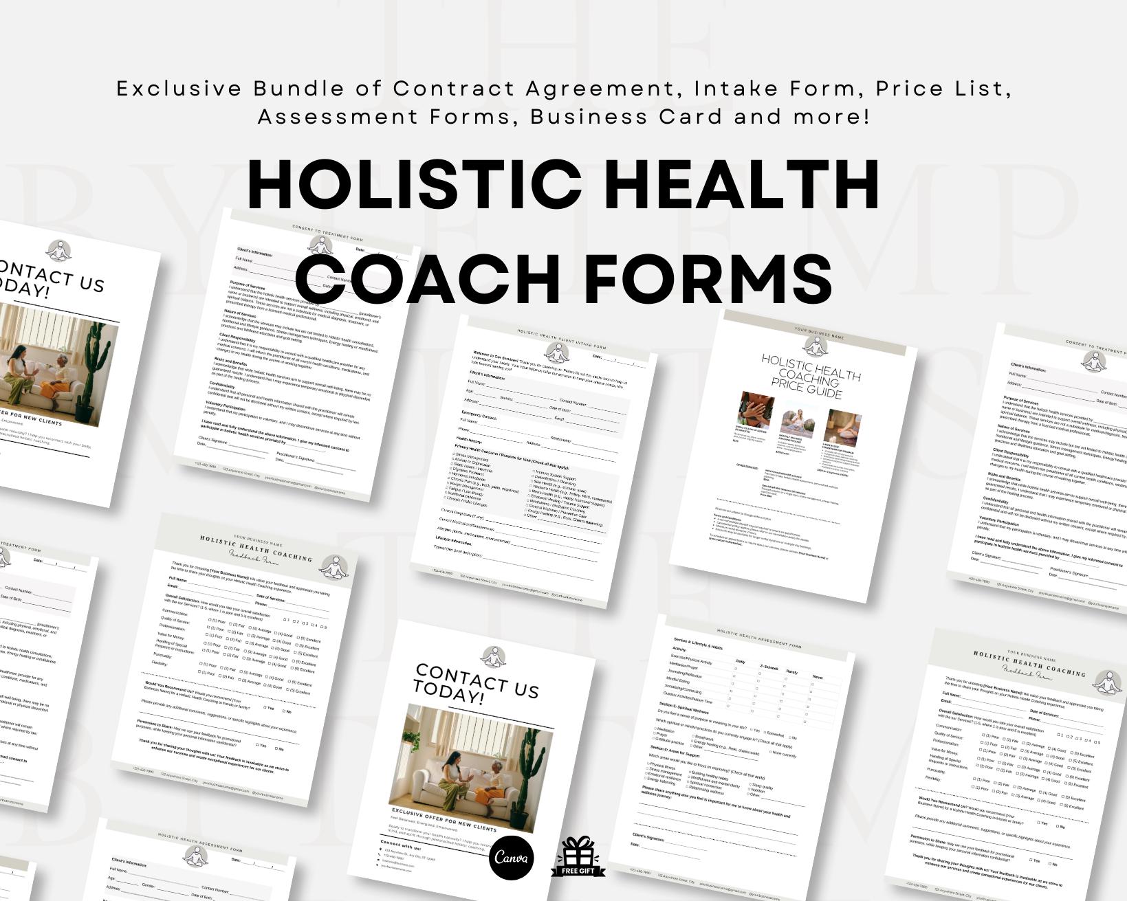 Holistic Health Coach Client Intake Form, In-depth New Client ...