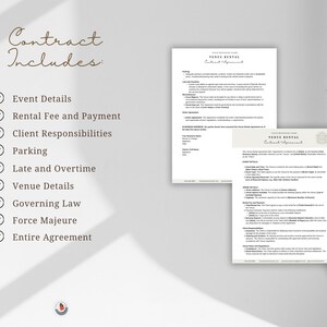Venue Rental Contract, Venue Rental Agreement, Wedding Venue Contract ...