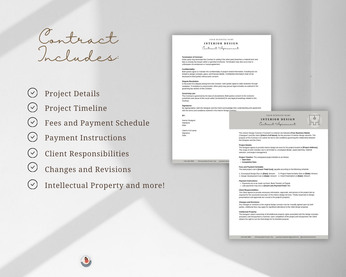 Interior Designer Client Contract, Interior Design Services Agreement ...