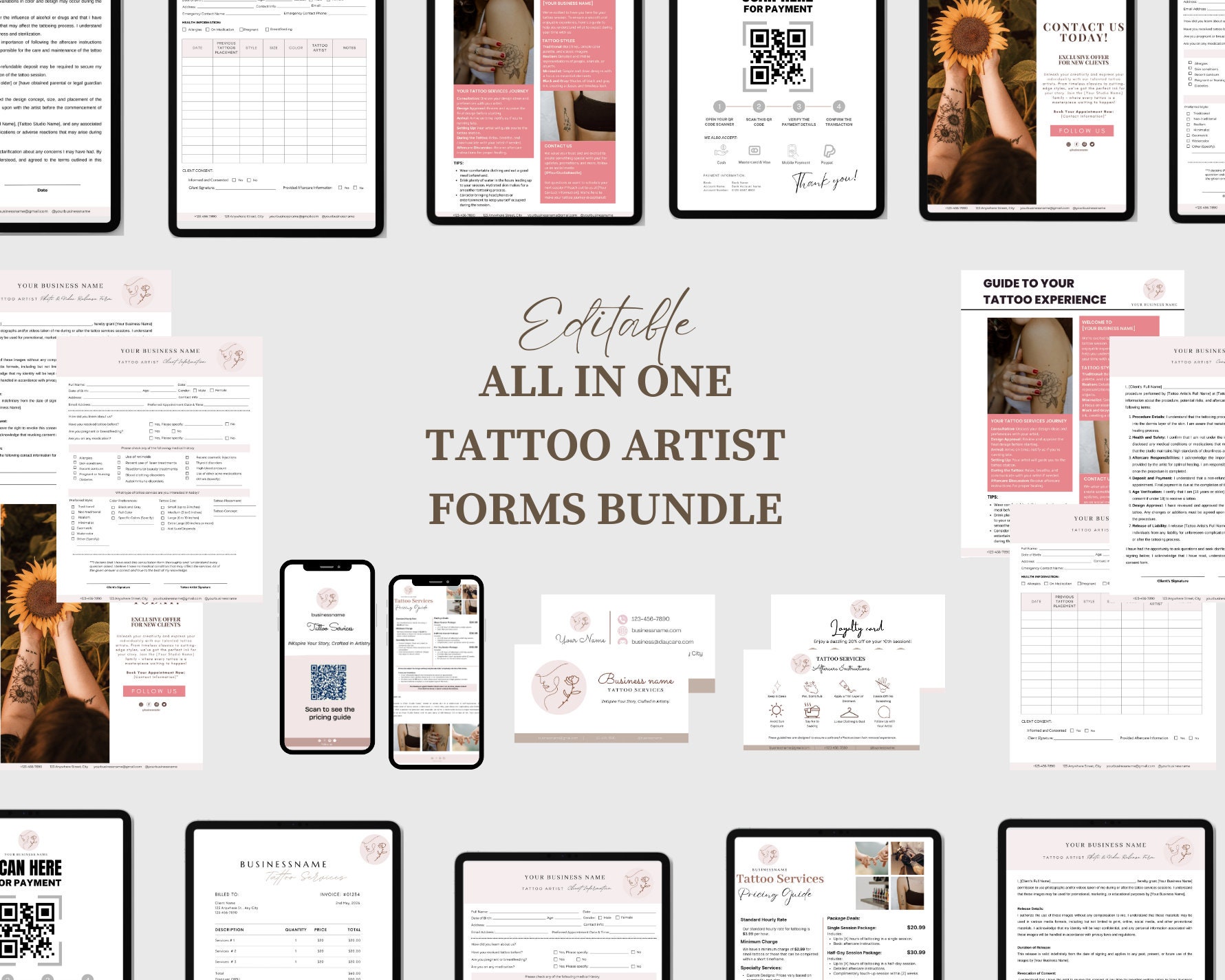 Tattoo Artist Forms Bundle, Tattoo Consent Form, Tattoo Intake Form ...