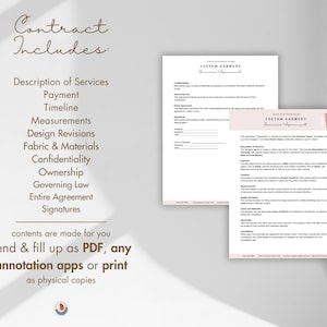 Custom Garment Contract, Tailor Made Clothing Agreement, Tailored Forms ...