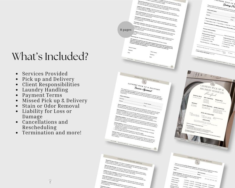 Editable Laundry Pick up & Delivery Services Forms Templates, Pick and ...