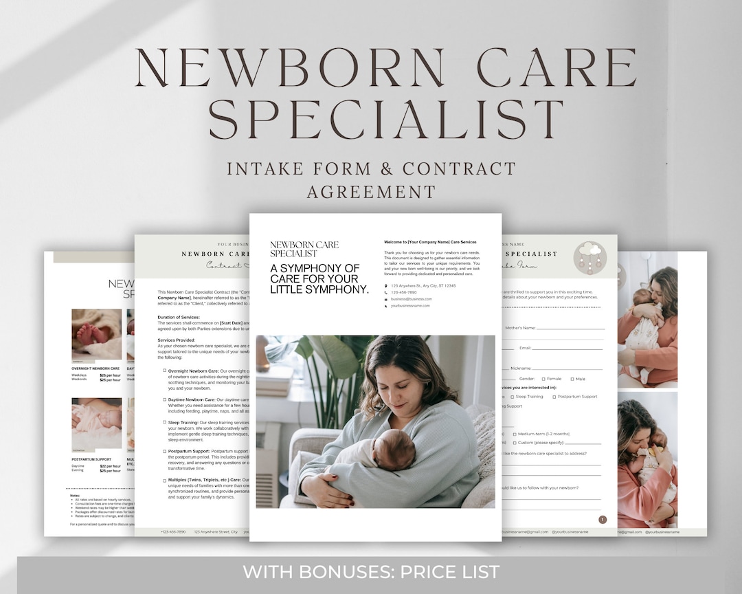 Newborn Care Specialist Contract, Postpartum Mother Baby Nurse Contract ...