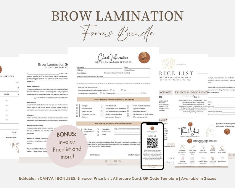 Esthetician Template, Esthetician Contract, Brow Lamination Consent ...