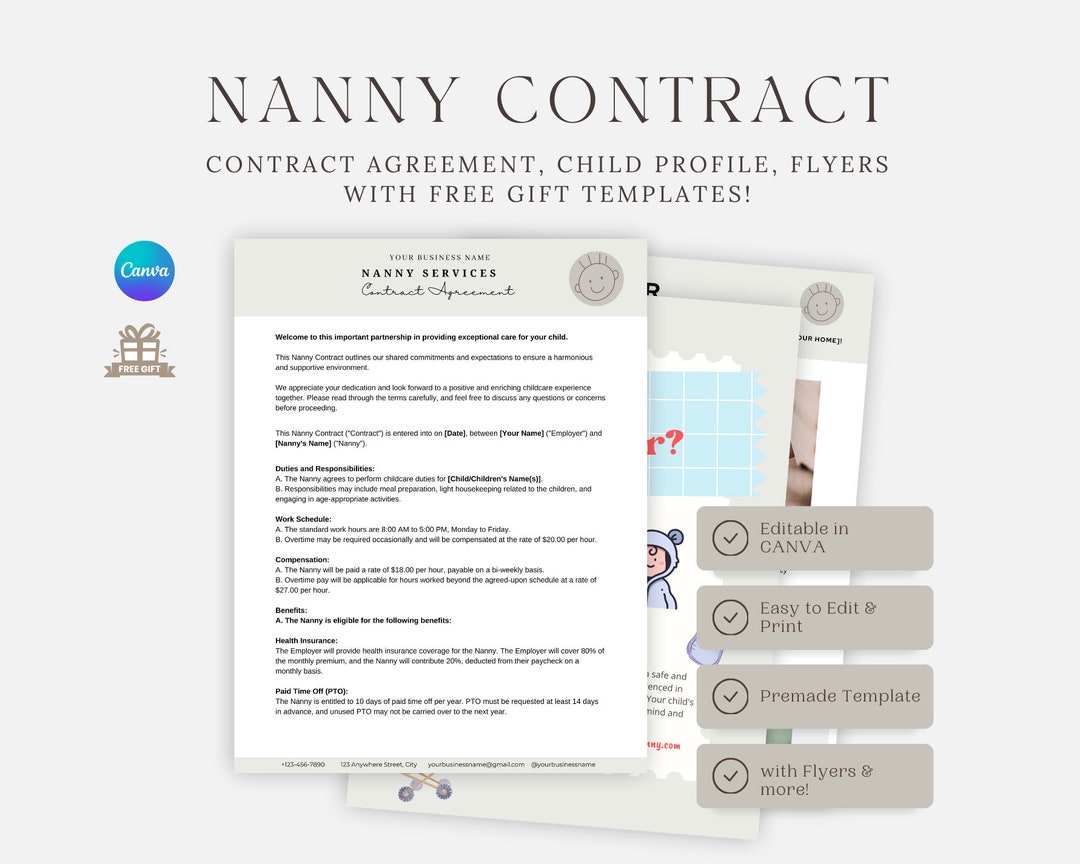 Nanny Contract, Nanny Contract Template, Nanny Contract Agreement ...