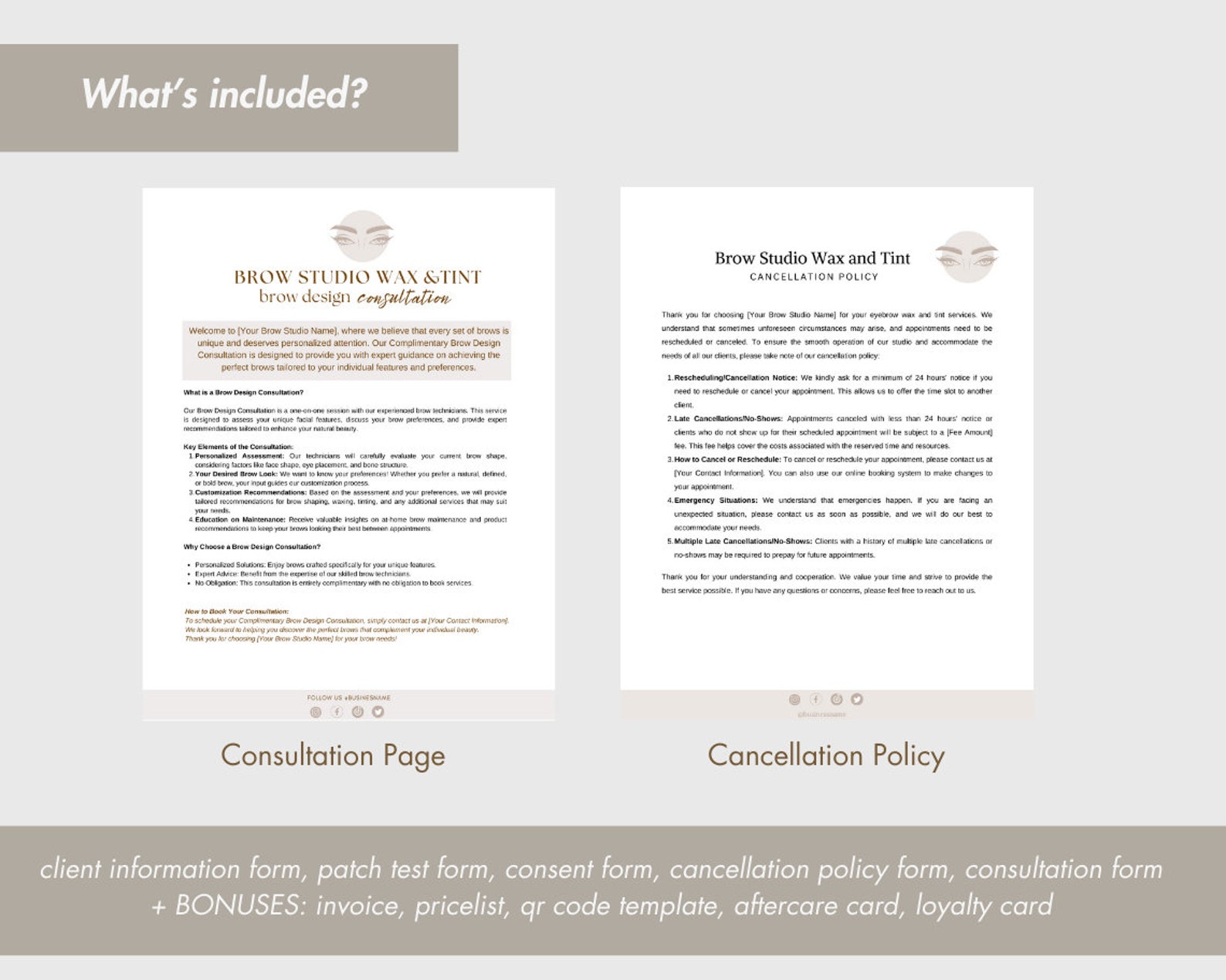 Esthetician Form, Brow Wax & Tint Client Forms Bundle - Editable ...