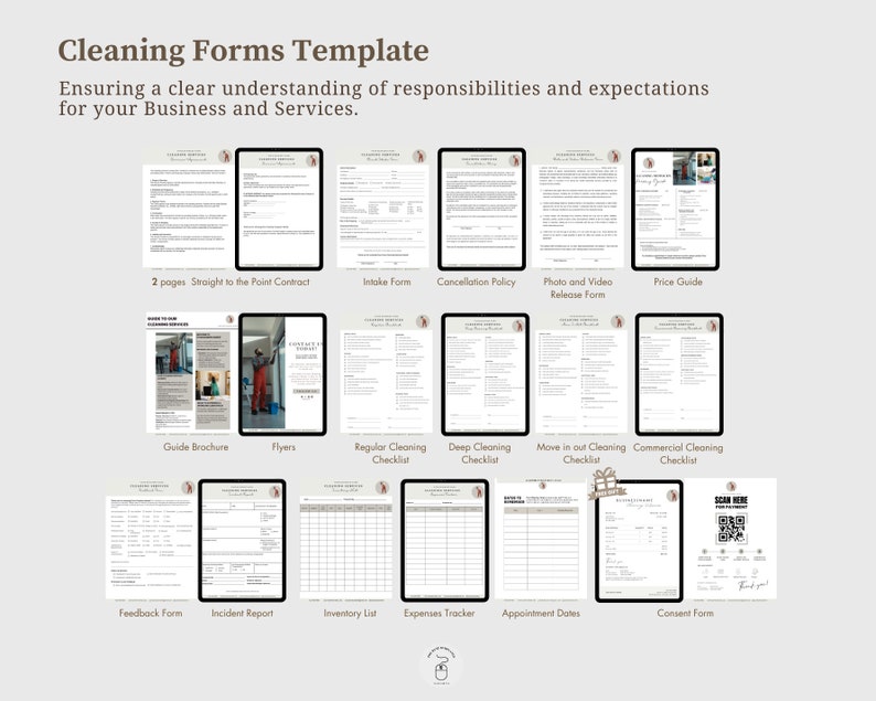 Cleaning Business Forms Bundle, Cleaning Contract, Cleaning Checklist ...