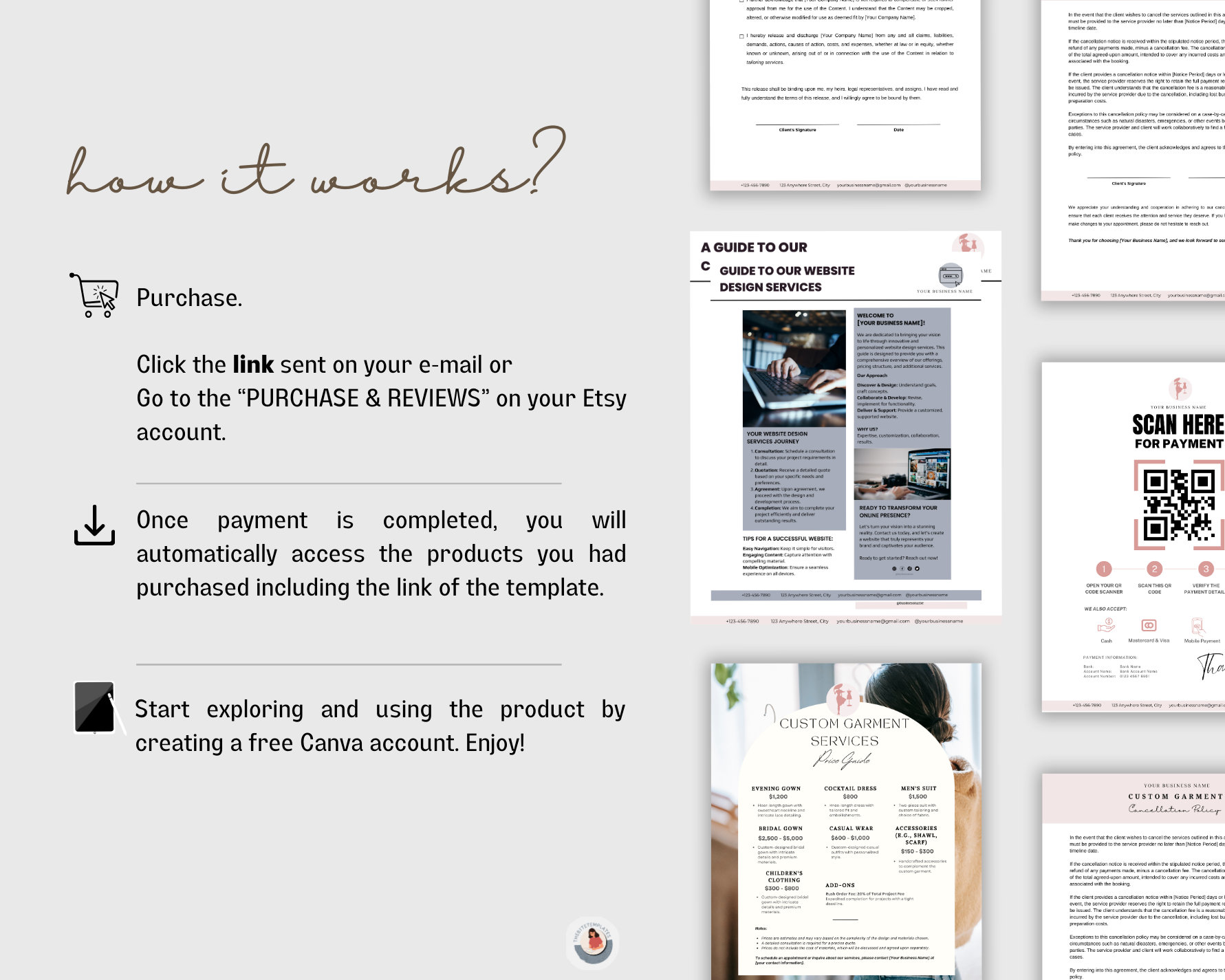 Custom Garment Contract, Tailor Made Clothing Agreement, Tailored Forms ...