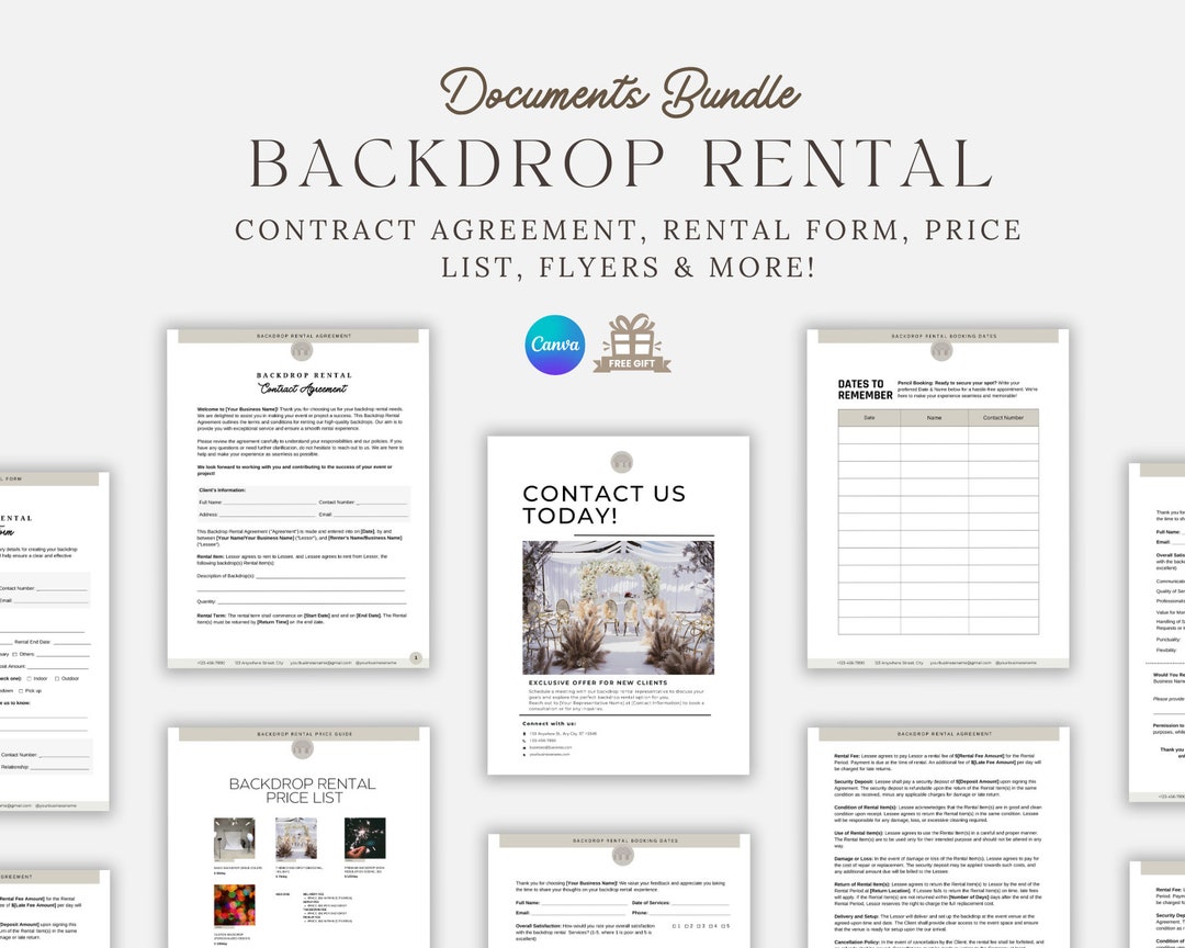 Backdrop Rental Agreement Template, Flower Wall Rental Contract, Event ...