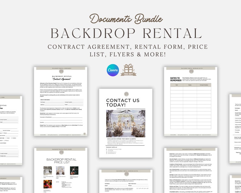 Backdrop Rental Agreement Template, Flower Wall Rental Contract, Event ...