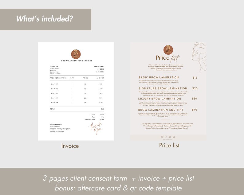 Esthetician Template, Esthetician Contract, Brow Lamination Consent ...