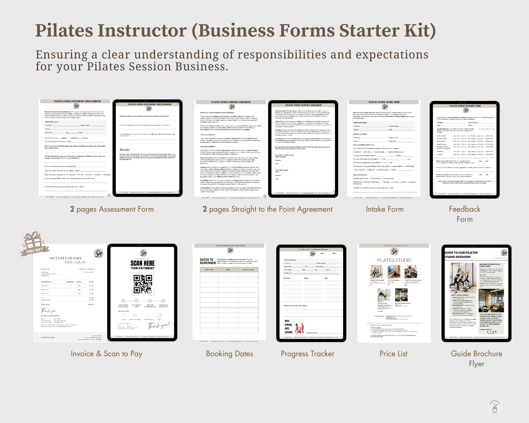 Pilates Instructor Intake Form, Pilates Studio Business Starter Kit ...