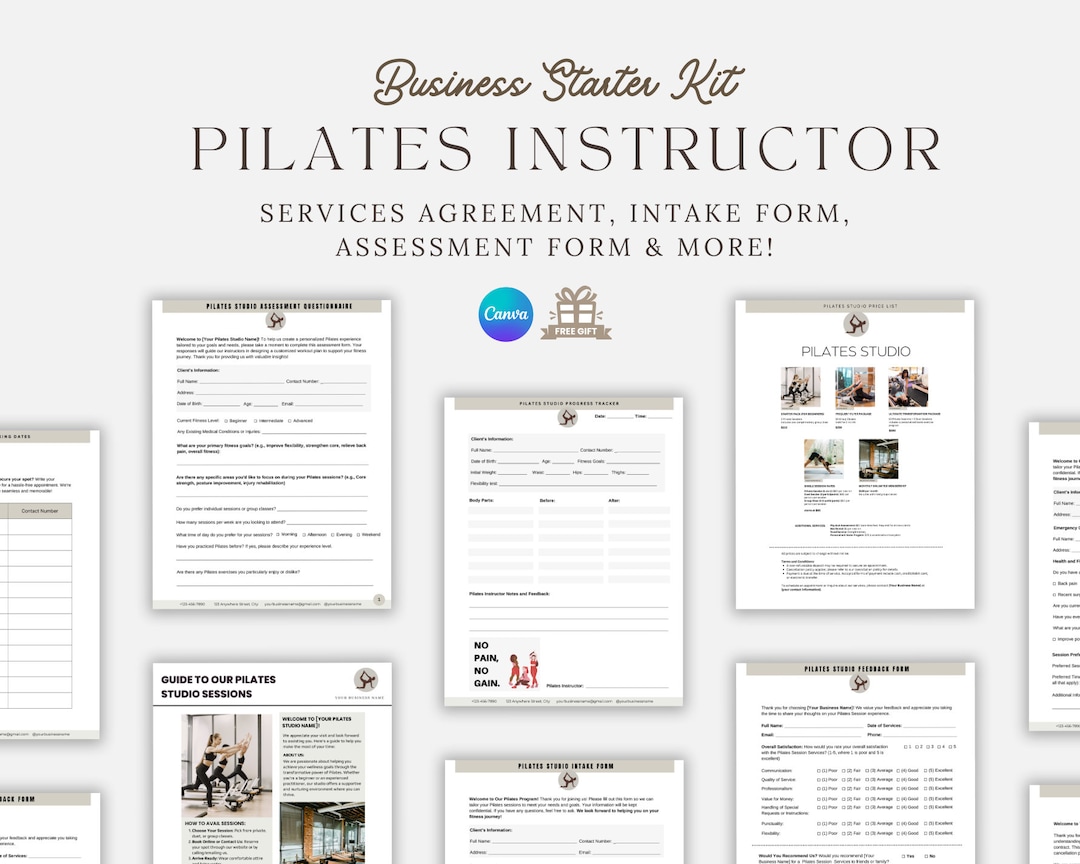 Pilates Instructor Intake Form, Pilates Studio Business Starter Kit ...