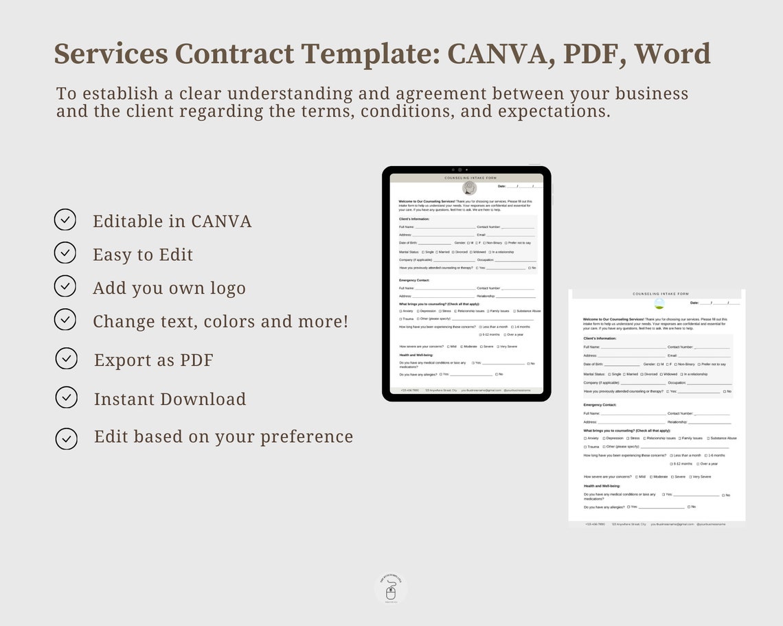 Counseling Intake Form, Counseling Forms Bundle, Mental Health ...