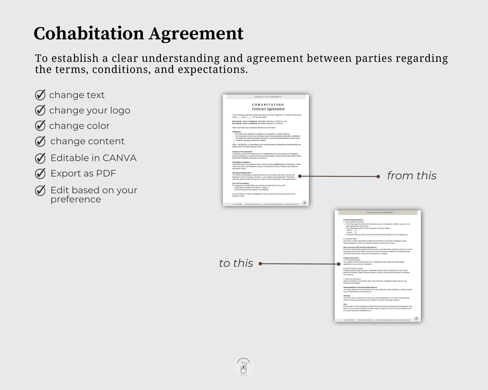 Editable Cohabitation Agreement, Living Together Agreement, Joint ...