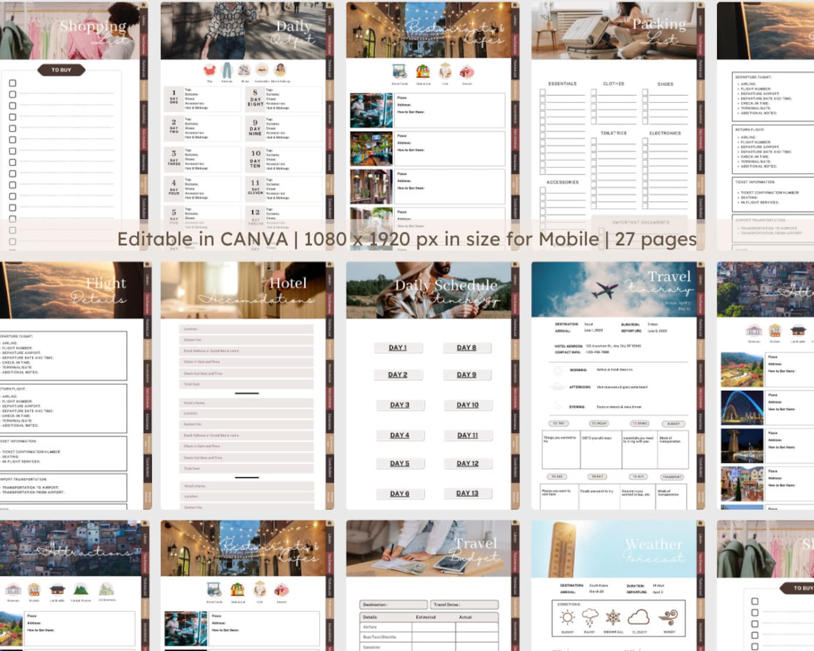 Editable Travel Itinerary Template, Travel Planner, Printable Travel ...