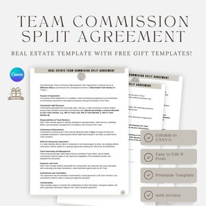 Team Commission Split Contract, Editable Real Estate Commission ...