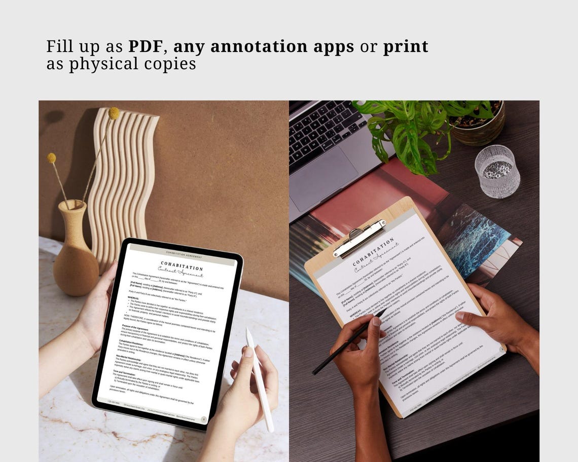 Editable Cohabitation Agreement, Living Together Agreement, Joint ...