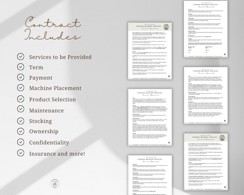 Vending Machine Contract, Vending Machine Rental Form, Vending Machine ...