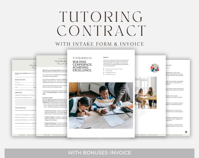 Tutoring Service Business Planner | Printable | Tutor Agreement ...